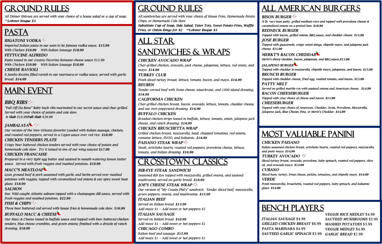 Schiller Park Menu | Shoeless Joe's Ale House & Grille